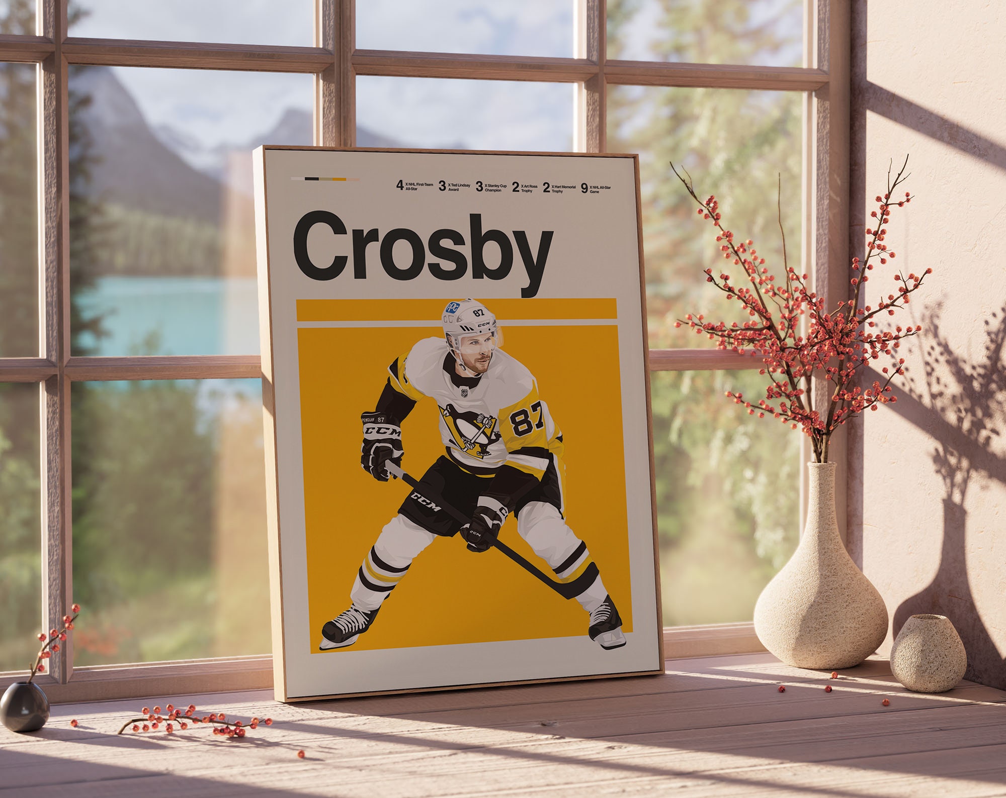 Sidney Crosby Poster, Hockey Poster, Modern Hockey Print, Minimalist ...