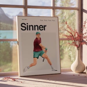 Jannik Sinner Poster, Tennis Poster, Modern Tennis Print, Minimalist ...