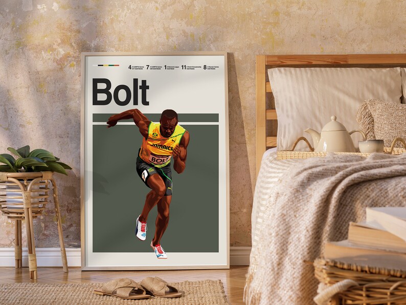 Usain Bolt Poster, Running Poster, Modern Running Print, Minimalist ...