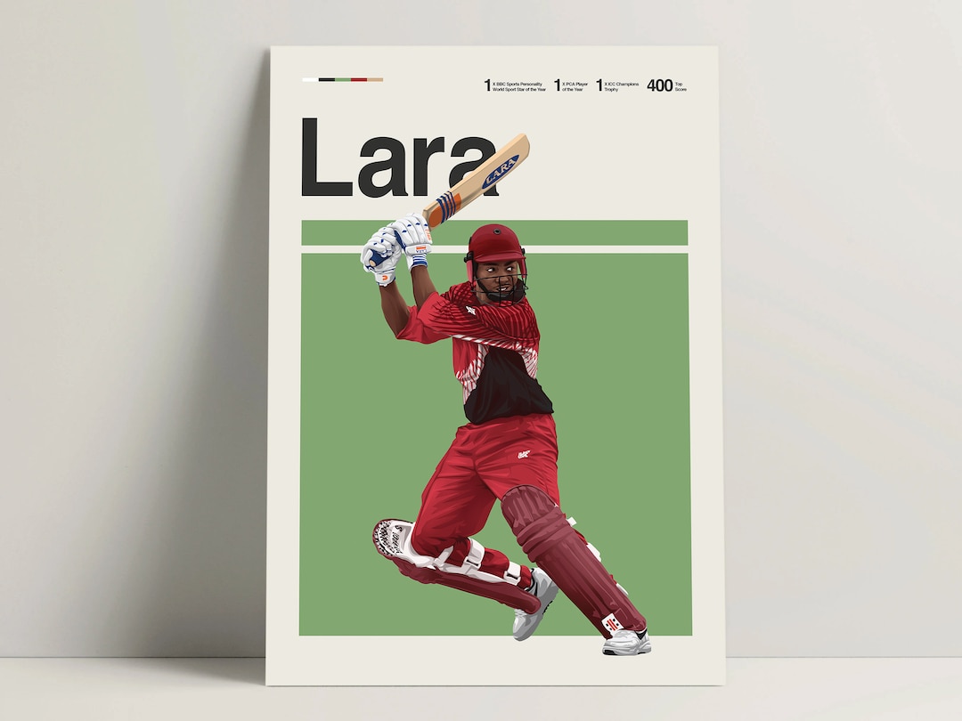 Brian Lara Poster, Cricket Poster, West Indies Cricket Team Wall Art ...