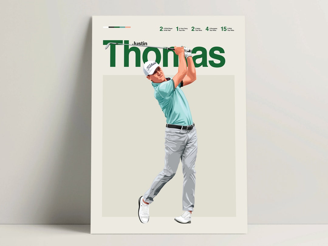 Justin Thomas Poster, Golf Poster, Modern Golf Print, Minimalist Golf ...