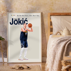 Nikola Jokic Poster, Basketball Poster, NBA Basketball Print ...