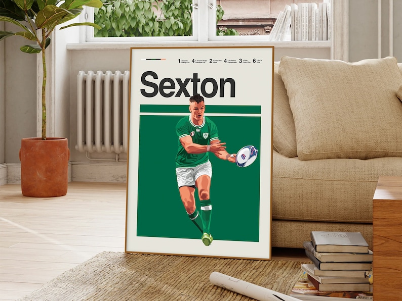 Johnny Sexton Poster, Rugby Poster, Modern Irish Rugby Print ...