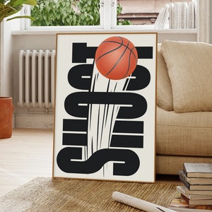 Shoot: Minimalist Basketball Poster & Ornament Sports Wall Art Print ...