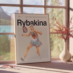 Elena Rybakina Poster, Tennis Poster, Modern Tennis Print, Minimalist ...