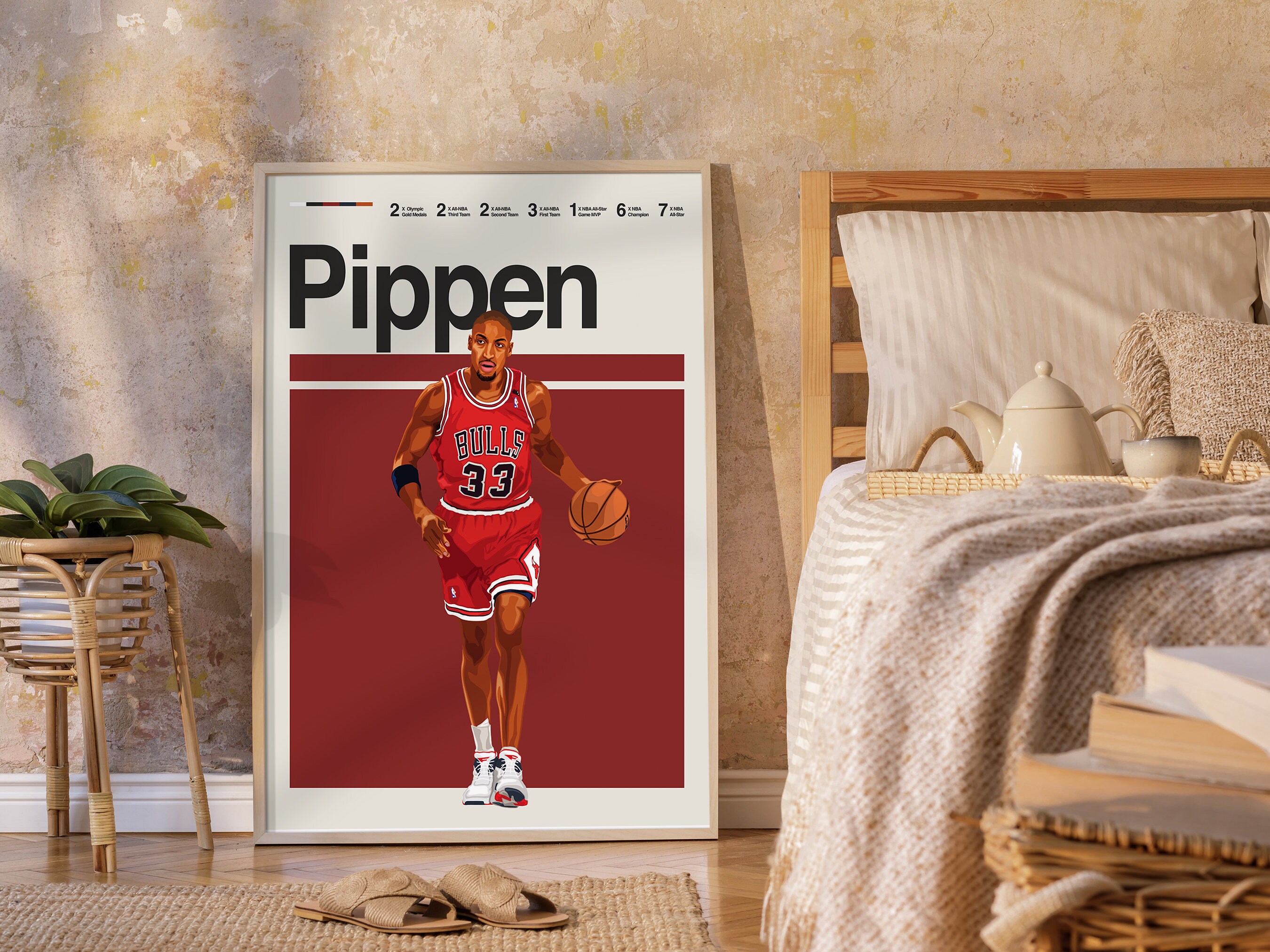 Scottie Pippen Poster, Basketball Poster, NBA Basketball Print ...