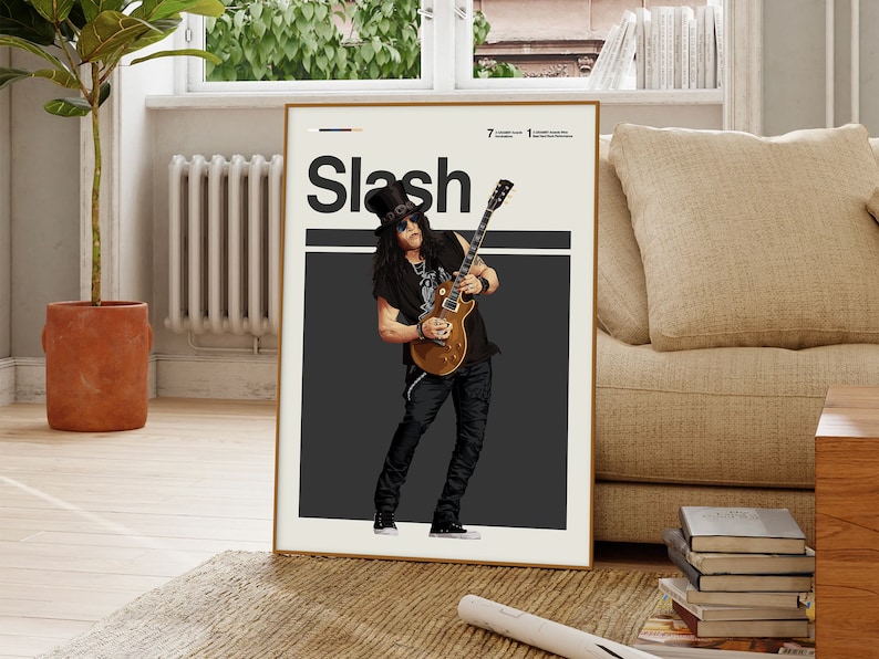 Slash Poster, Rock Poster Download, Guitarist Poster Print, Minimalist ...