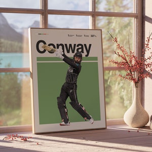 Devon Conway Poster, Cricket Poster, New Zealand Cricket Team Wall Art ...