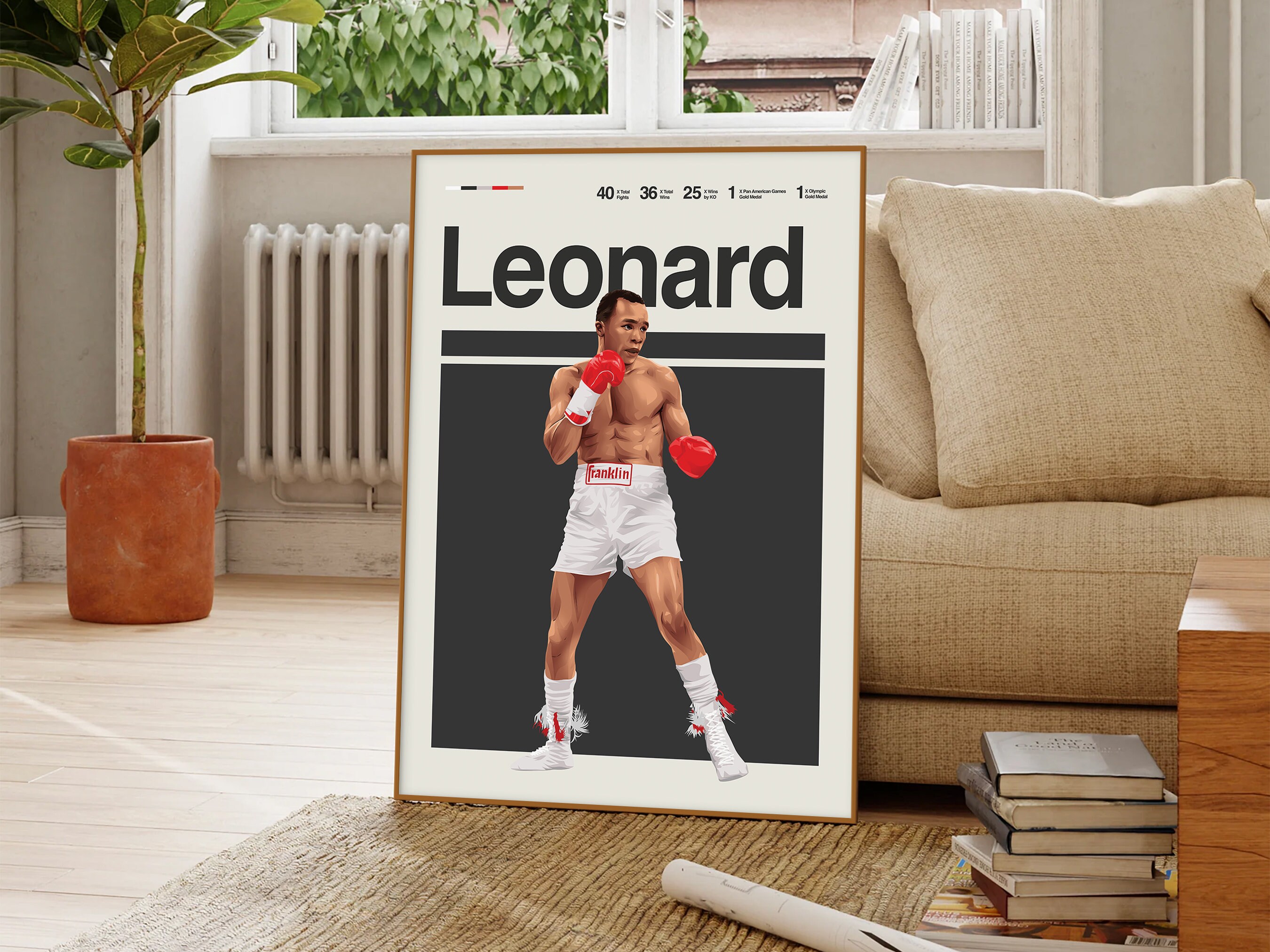 Sugar Ray Leonard Poster, Boxing Poster, Modern Boxing Print ...