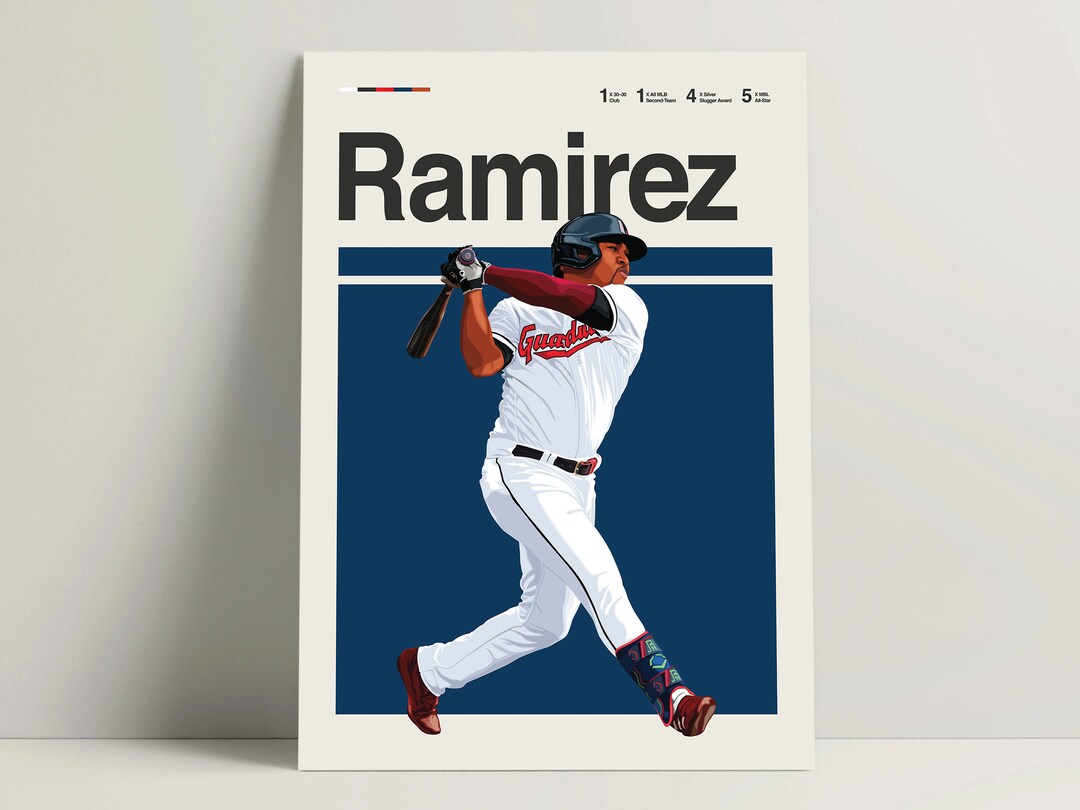 Jose Ramirez Poster, Baseball Poster, MBL Baseball Print, Baseball Wall ...