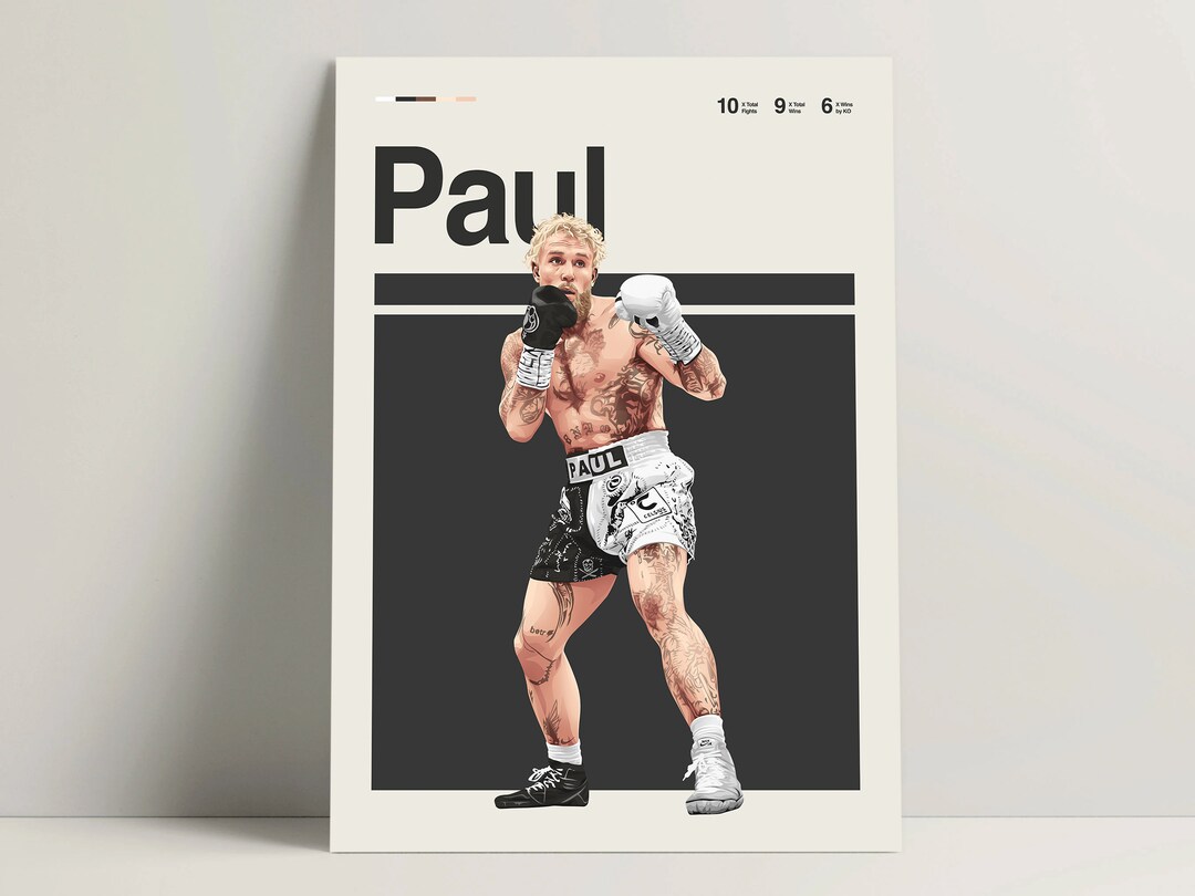 Jake Paul Poster, Boxing Poster, Modern Boxing Print, Minimalist Boxing ...