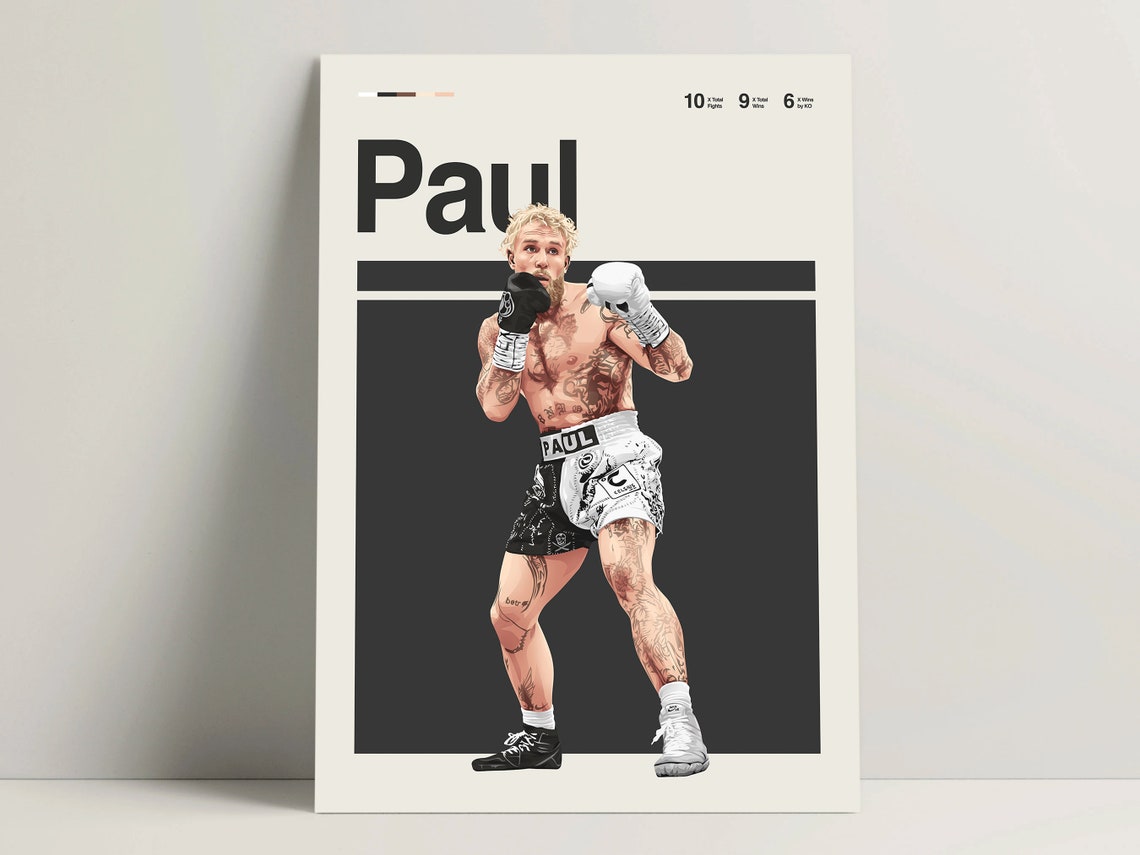 Jake Paul Poster, Boxing Poster, Modern Boxing Print, Minimalist Boxing ...