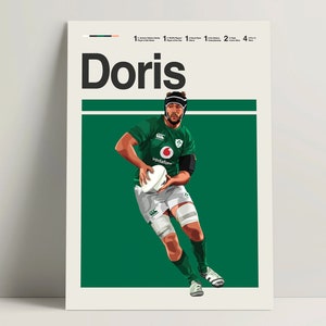 Caelan Doris Poster, Rugby Poster, Modern Irish Rugby Print, Minimalist ...