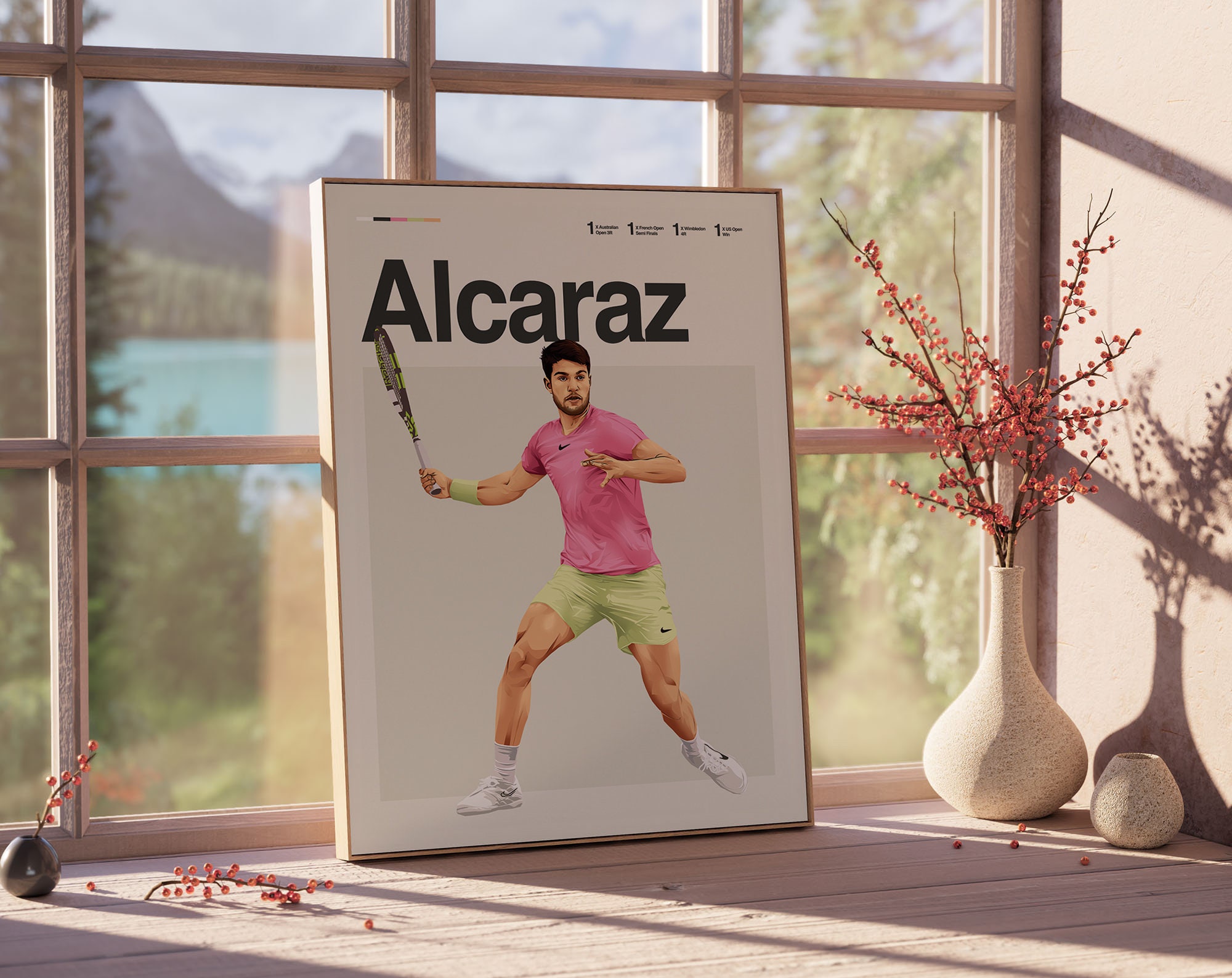 Carlos Alcaraz Poster, Tennis Poster, Modern Tennis Print, Minimalist ...