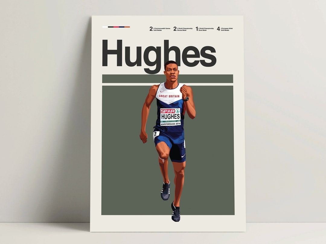 Zharnel Hughes Poster, Running Poster, Modern Running Print, Minimalist ...