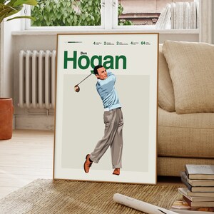 Ben Hogan Poster, Golf Poster, Modern Golf Print, Minimalist Golf Wall ...