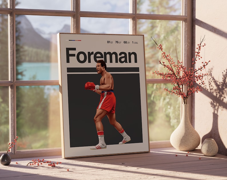 George Foreman Poster, Boxing Poster, Modern Boxing Print, Minimalist ...