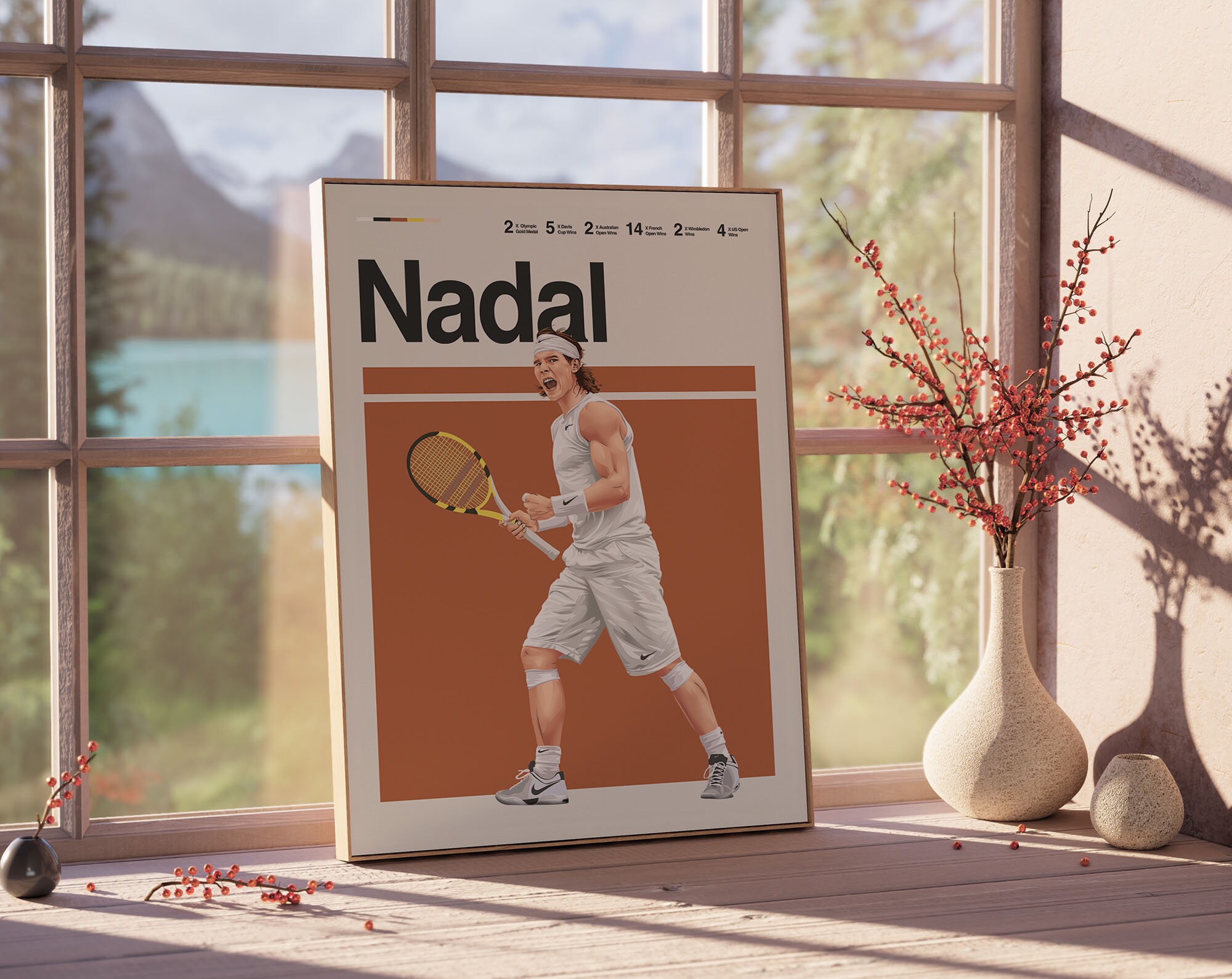 Rafael Nadal Poster, Tennis Poster, Modern Tennis Print, Minimalist ...
