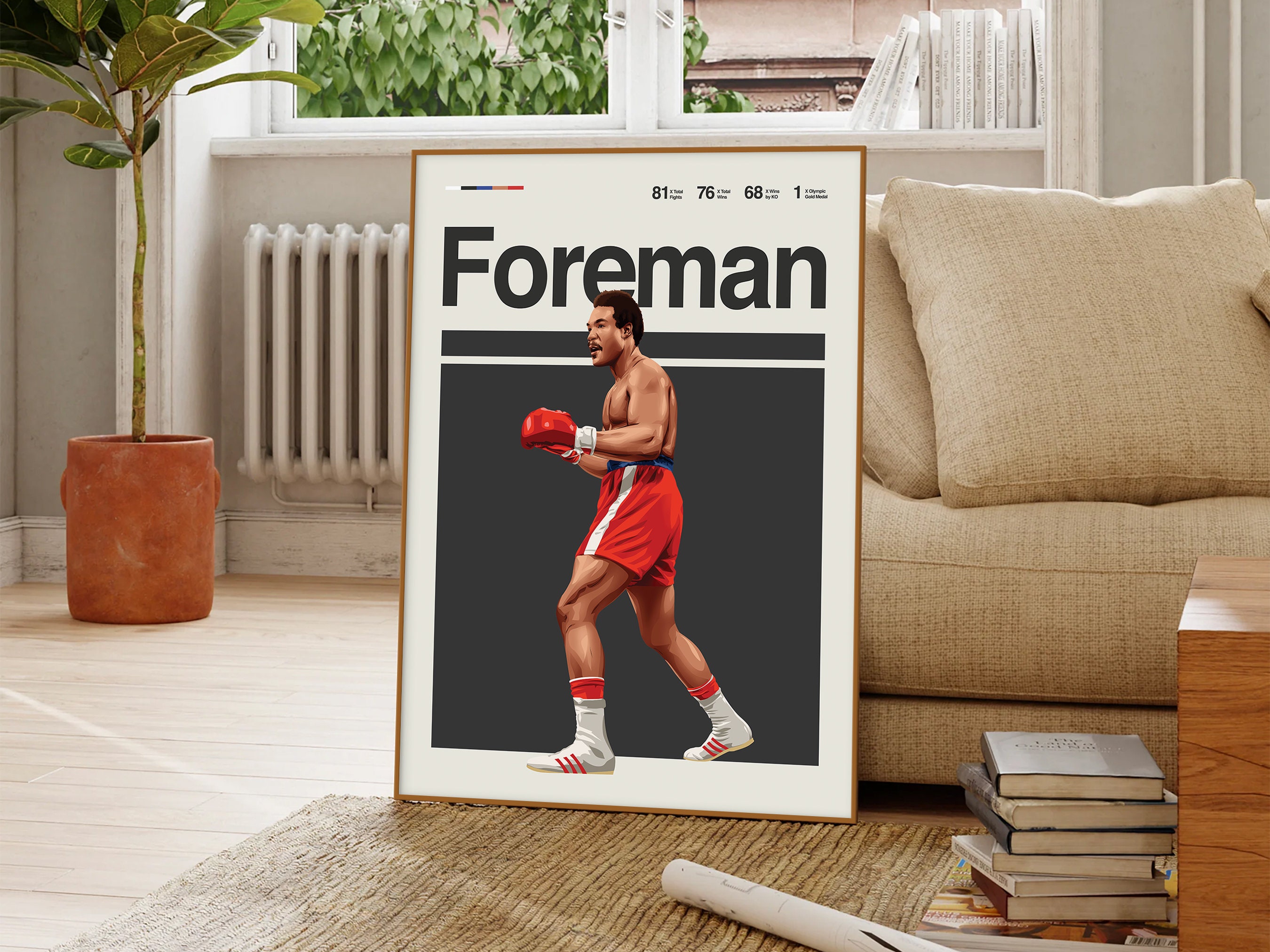 George Foreman Poster, Boxing Poster, Modern Boxing Print, Minimalist ...