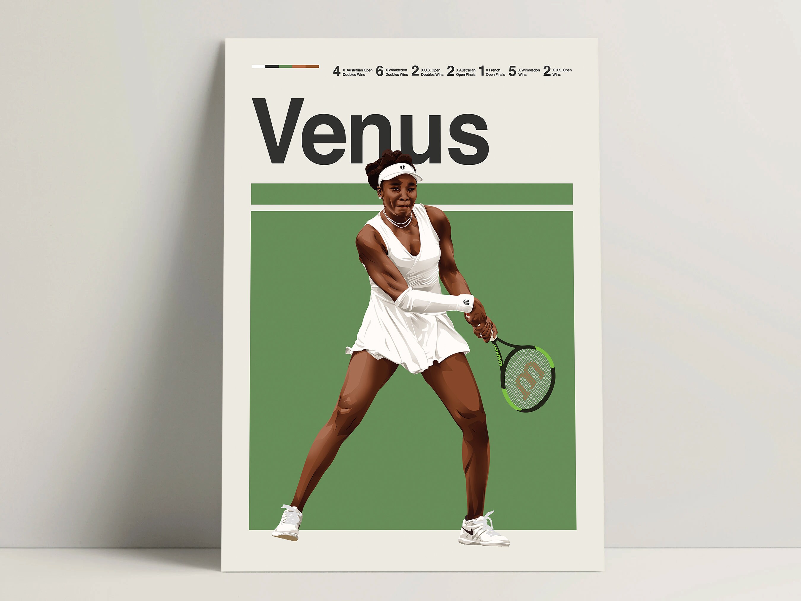 Venus Williams Poster, Tennis Poster, Modern Tennis Print, Minimalist ...