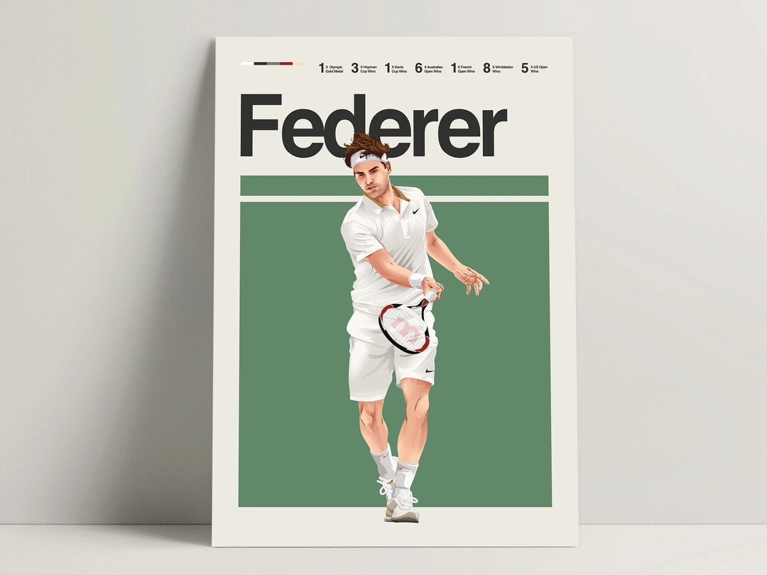 Roger Federer Poster, Tennis Poster, Modern Tennis Print, Minimalist ...