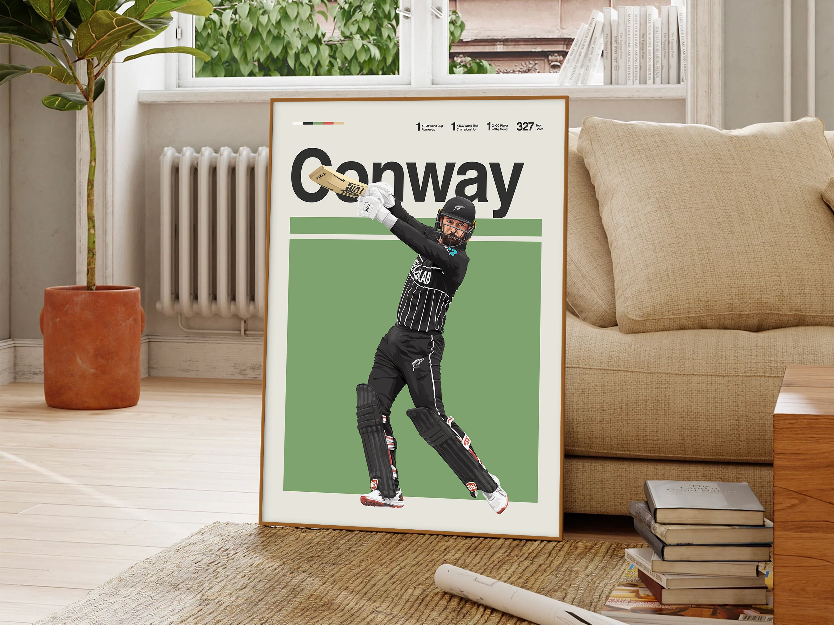 Devon Conway Poster, Cricket Poster, New Zealand Cricket Team Wall Art ...