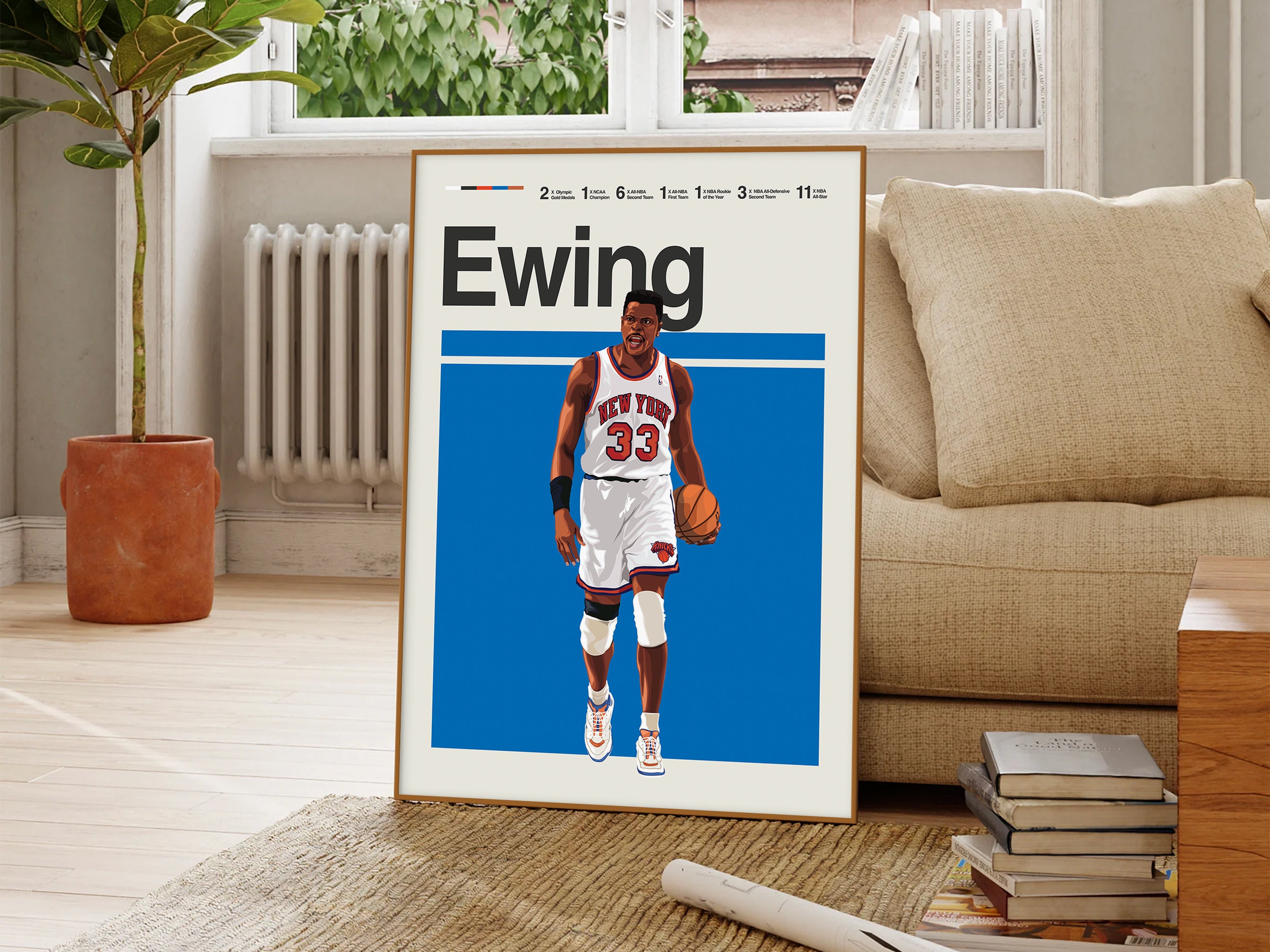 Patrick Ewing Poster, Basketball Poster, NBA Basketball Print ...