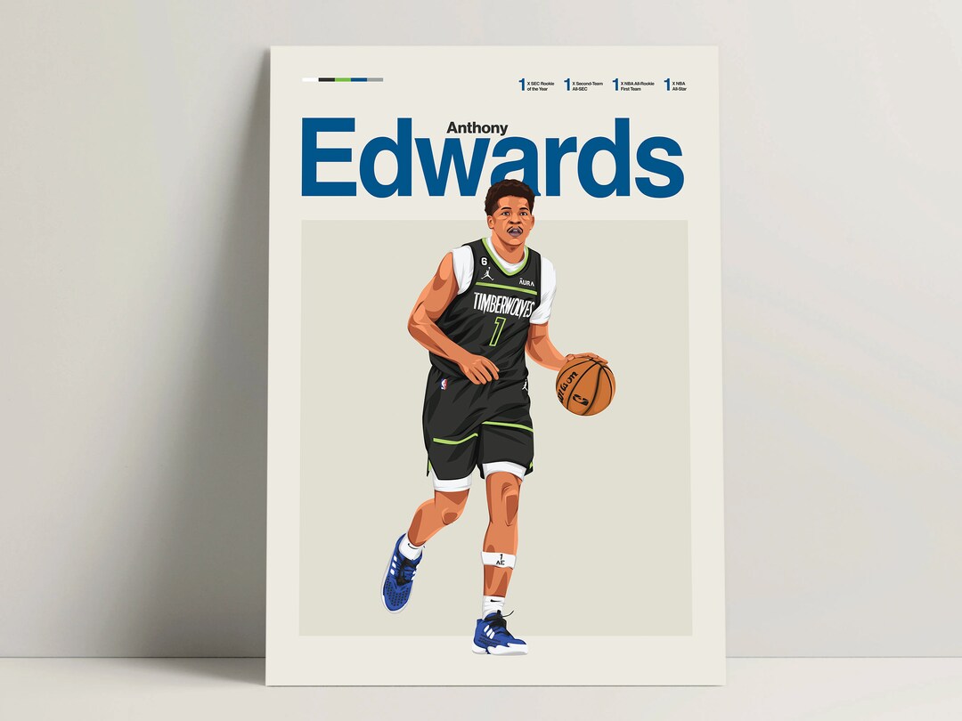 Anthony Edwards Poster, Basketball Poster, NBA Basketball Print ...