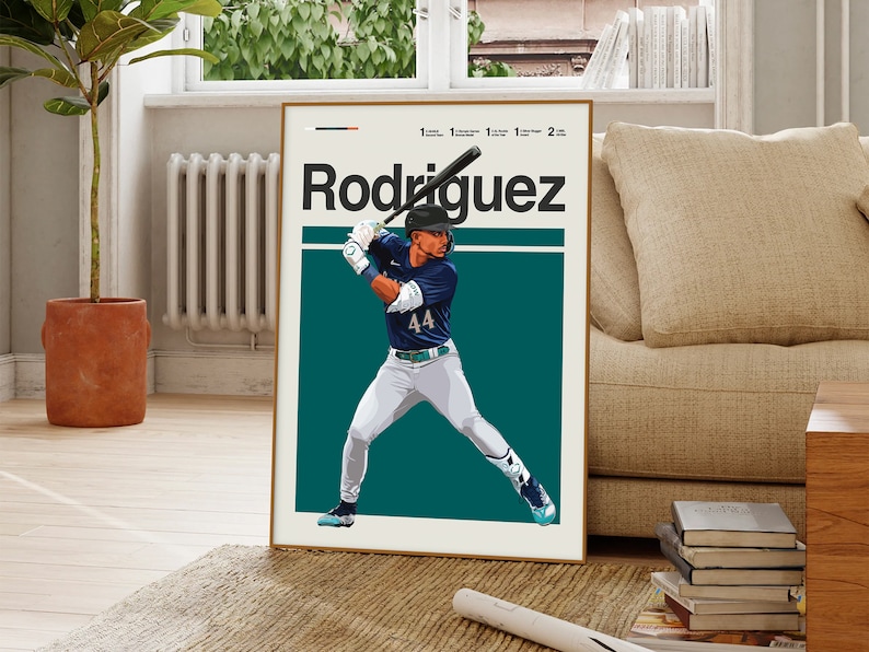 Julio Rodriguez Poster, Baseball Poster, MBL Baseball Print, Baseball ...