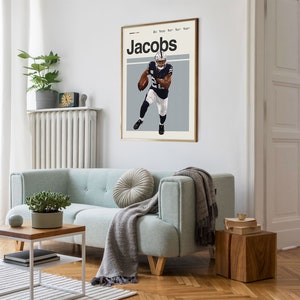 Josh Jacobs Poster, Football Poster, American Football Print ...