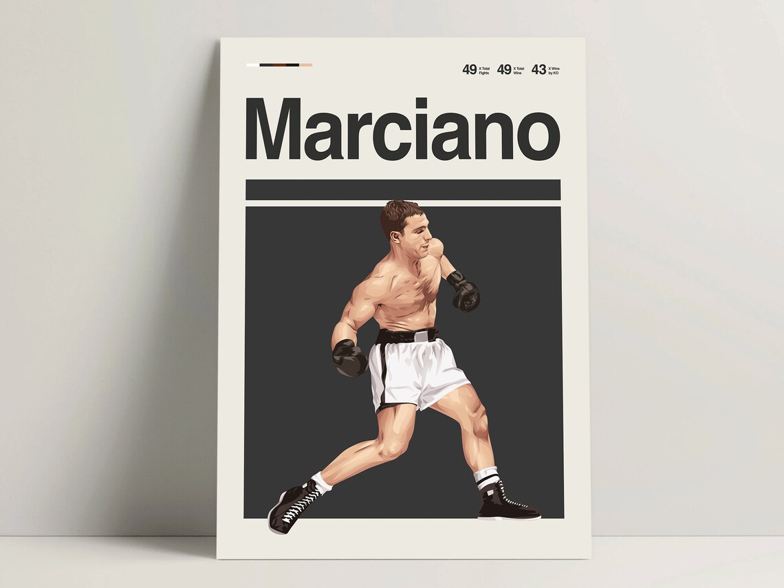 Rocky Marciano Poster, Boxing Poster, Modern Boxing Print, Minimalist ...
