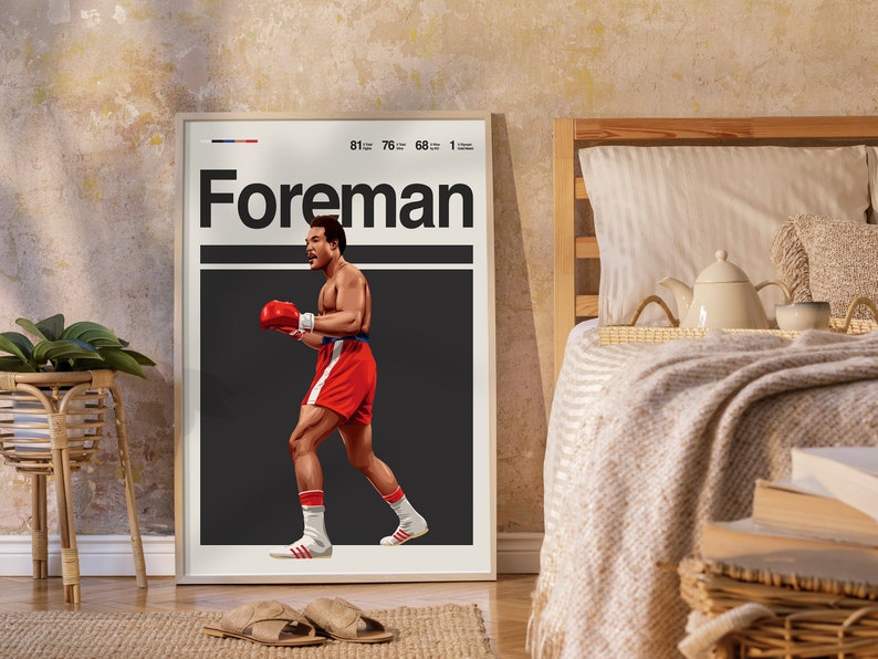 George Foreman Poster, Boxing Poster, Modern Boxing Print, Minimalist ...