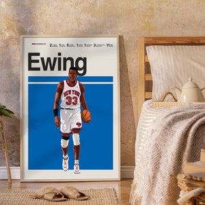 Patrick Ewing Poster, Basketball Poster, NBA Basketball Print ...
