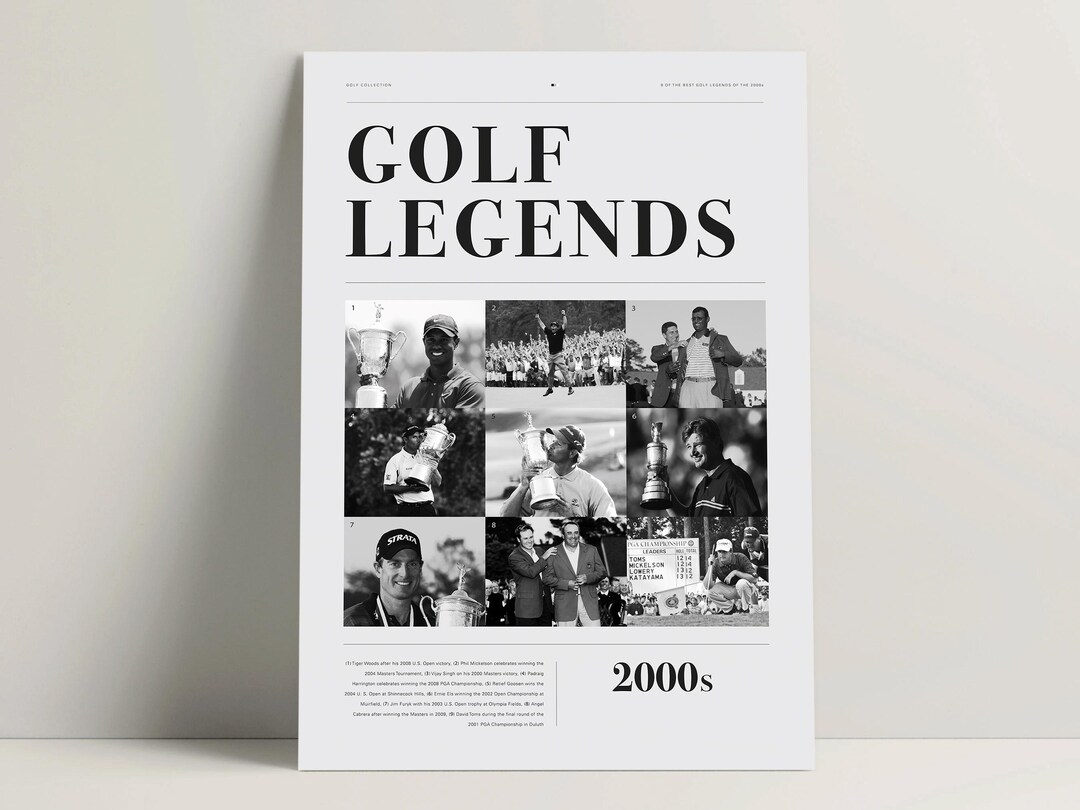 Golf Poster – Golf Legends Art, 2000s Golf Champions, Masters & US Open ...