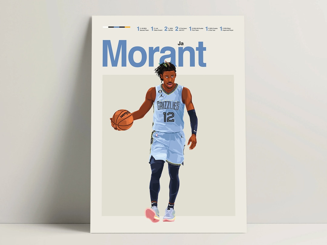 Ja Morant Poster, Basketball Poster, NBA Basketball Print, Basketball ...
