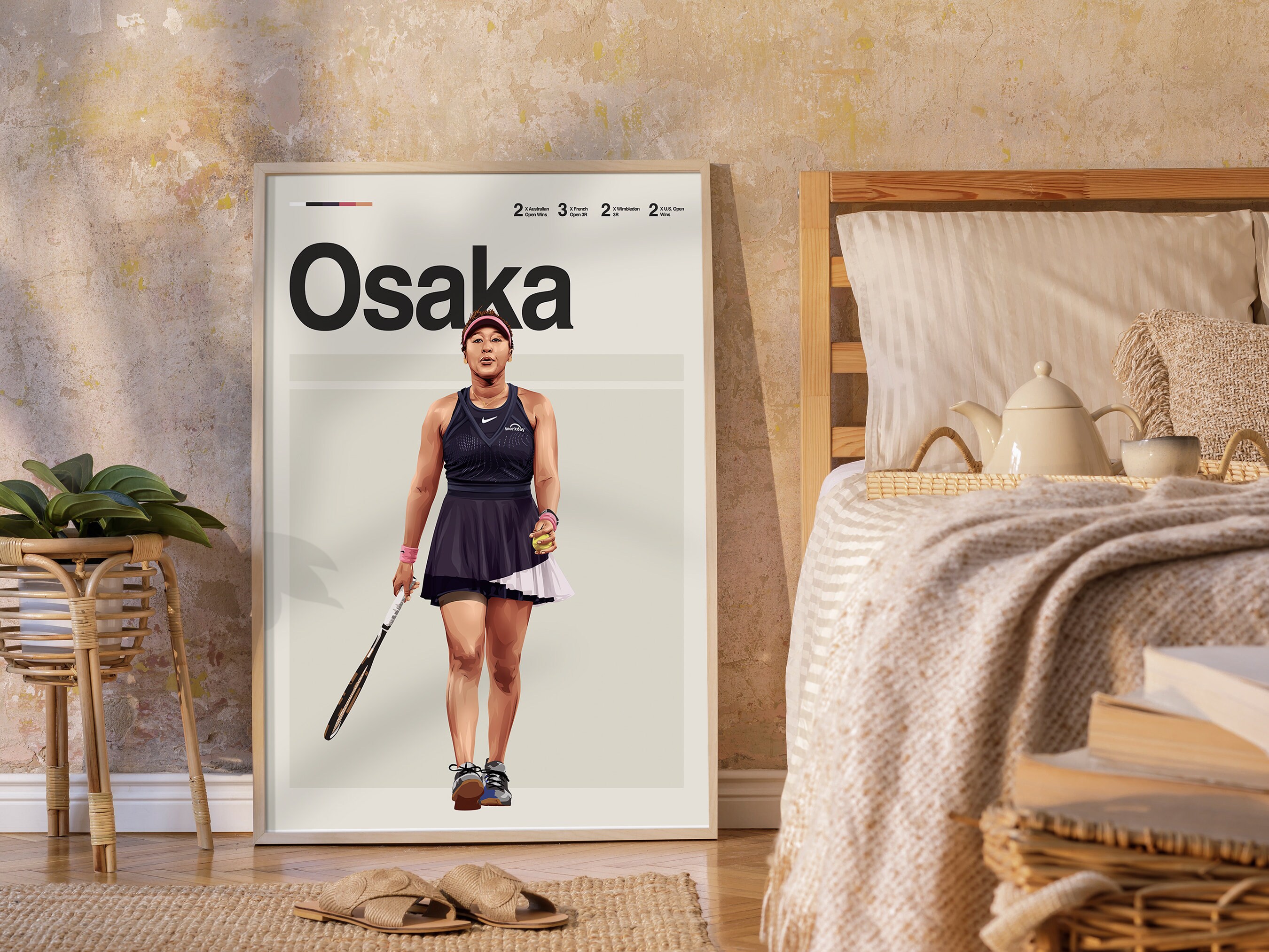 Naomi Osaka Poster, Tennis Poster, Modern Tennis Print, Minimalist ...