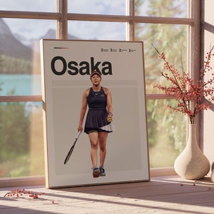 Naomi Osaka Poster, Tennis Poster, Modern Tennis Print, Minimalist ...