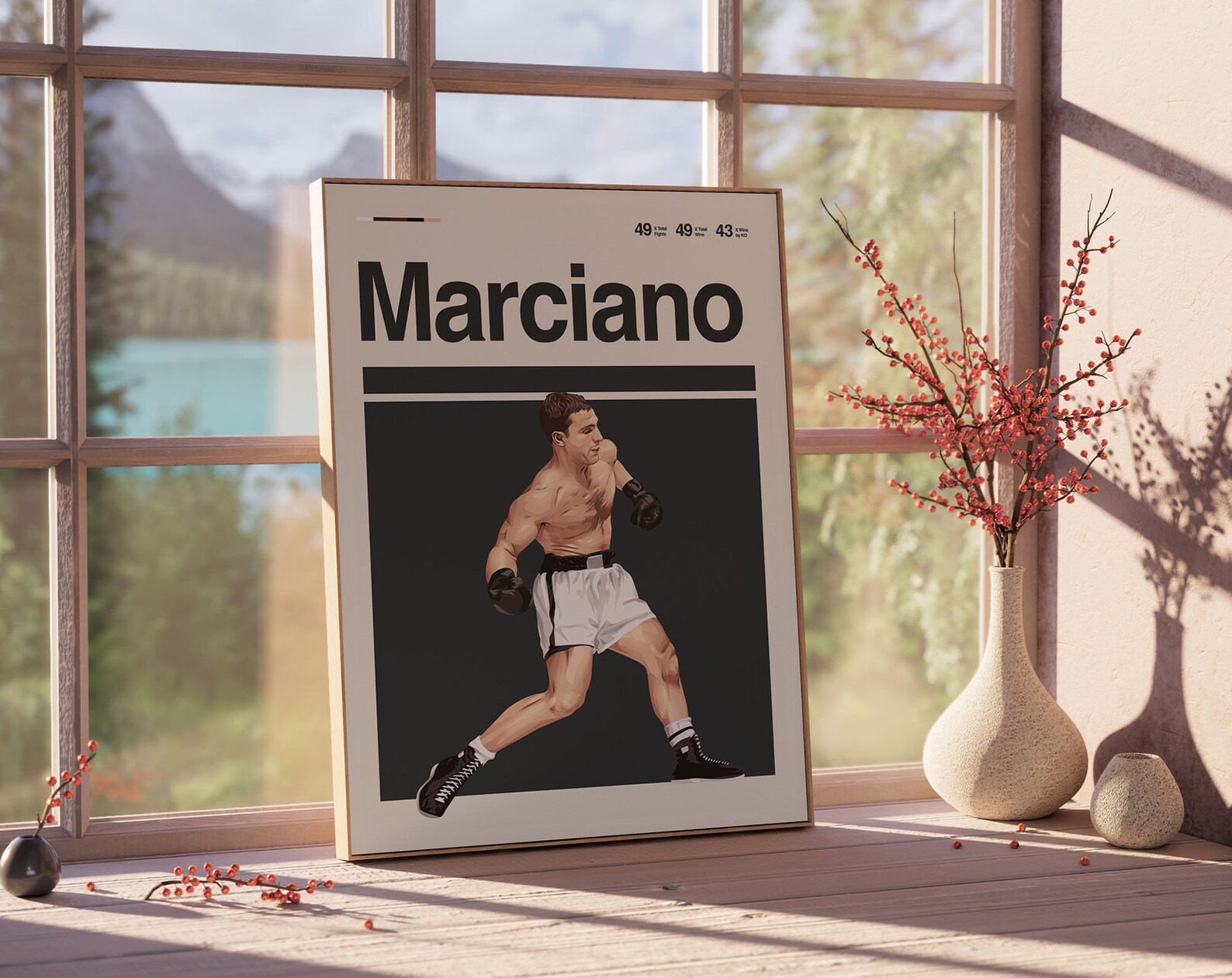 Rocky Marciano Poster, Boxing Poster, Modern Boxing Print, Minimalist ...