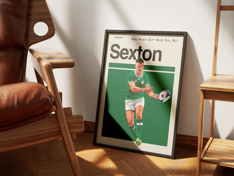 Johnny Sexton Poster, Rugby Poster, Modern Irish Rugby Print ...