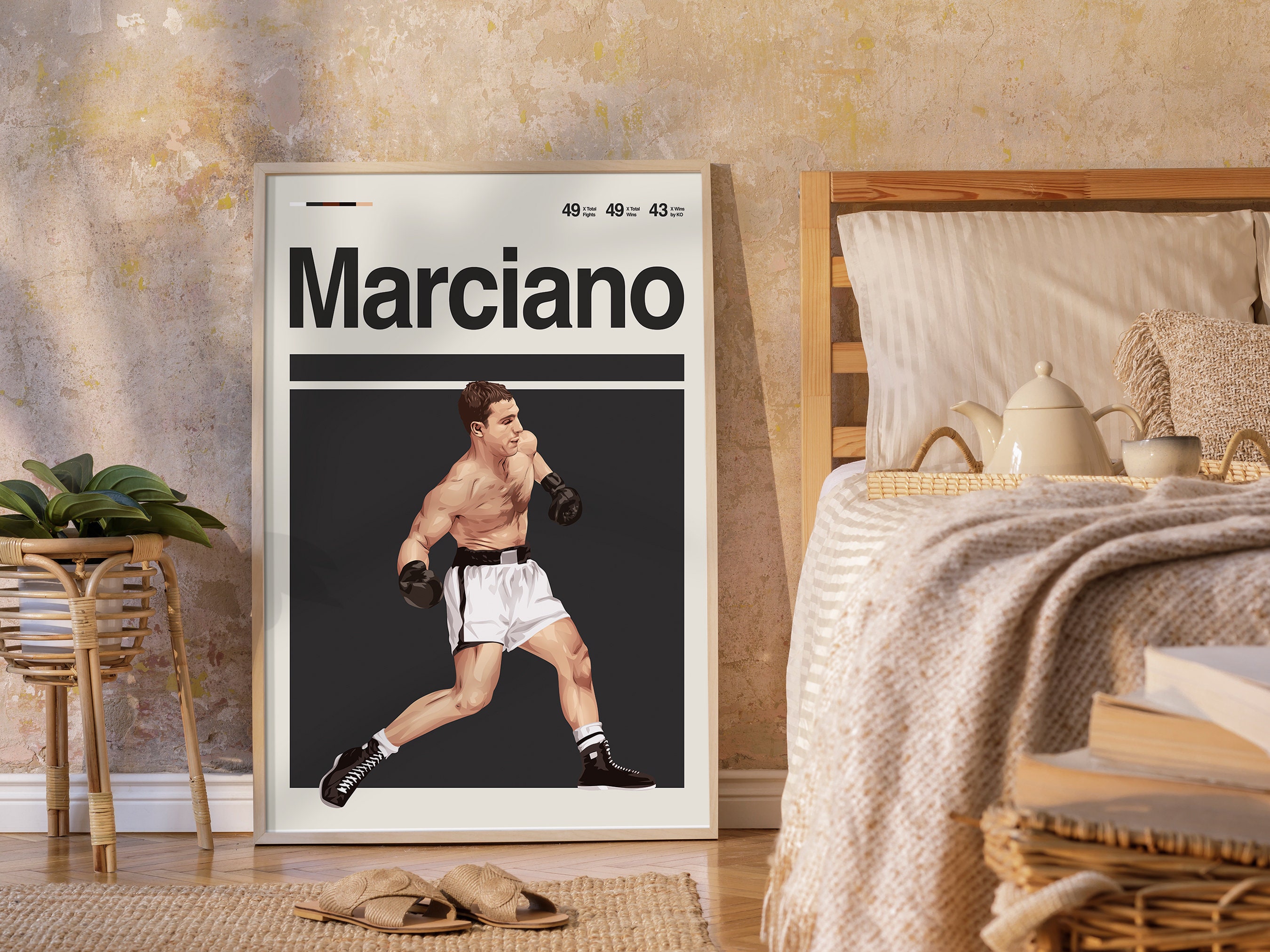 Rocky Marciano Poster, Boxing Poster, Modern Boxing Print, Minimalist ...