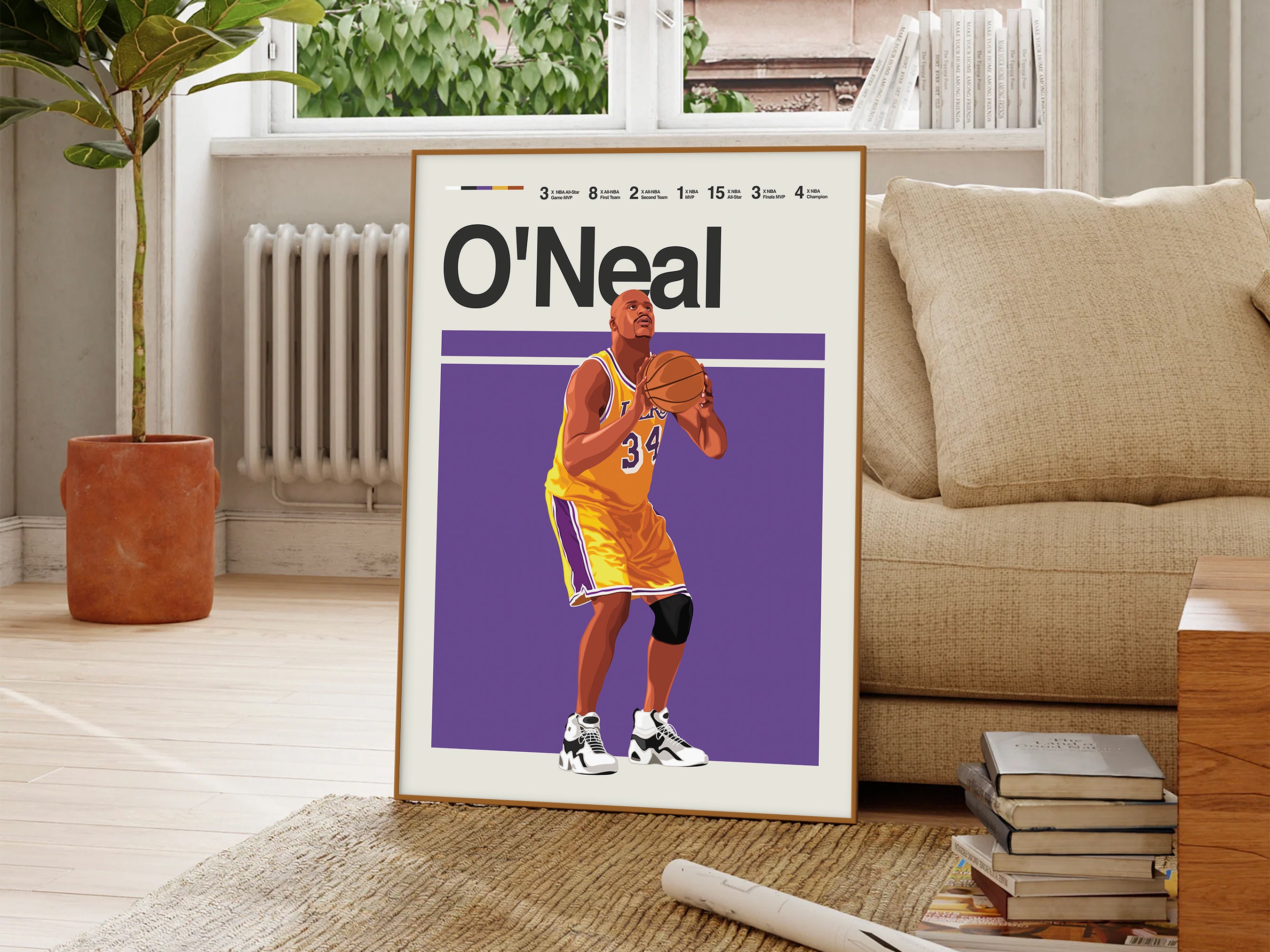Shaquille O'neal Poster, Basketball Poster, NBA Basketball Print ...