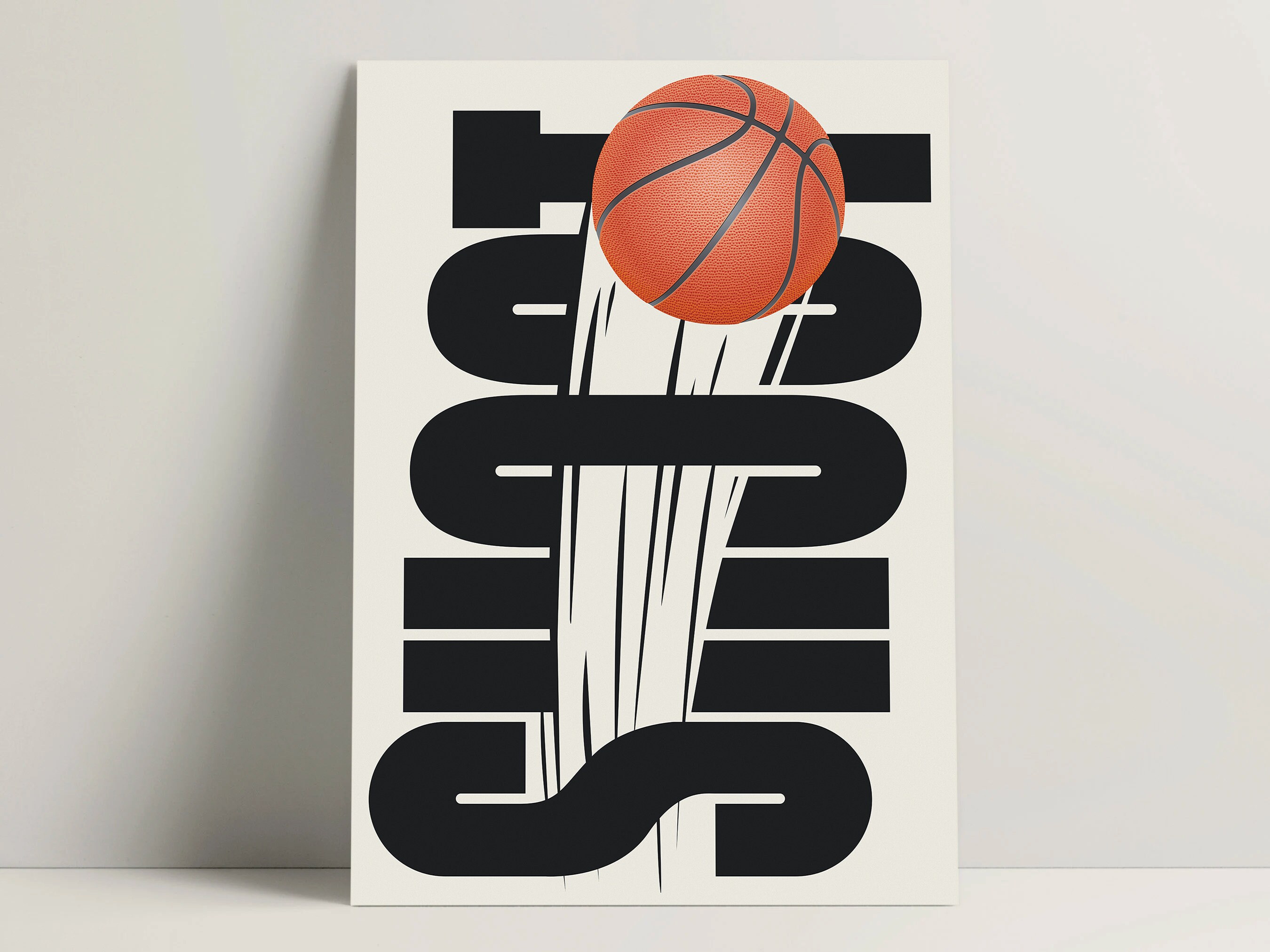 Shoot: Minimalist Basketball Poster & Ornament Sports Wall Art Print ...