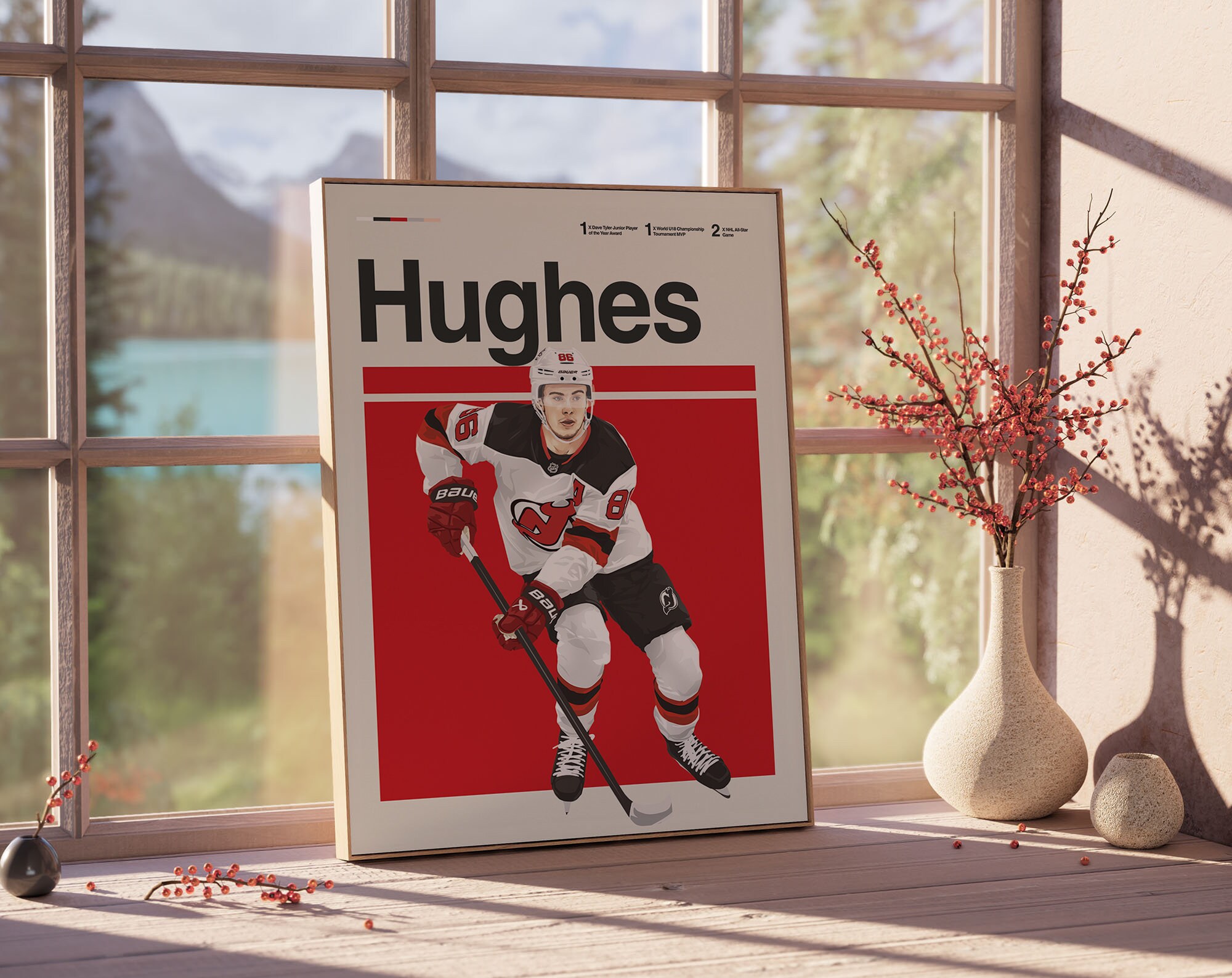 Jack Hughes Poster, Hockey Poster, Modern Hockey Print, Minimalist NHL ...