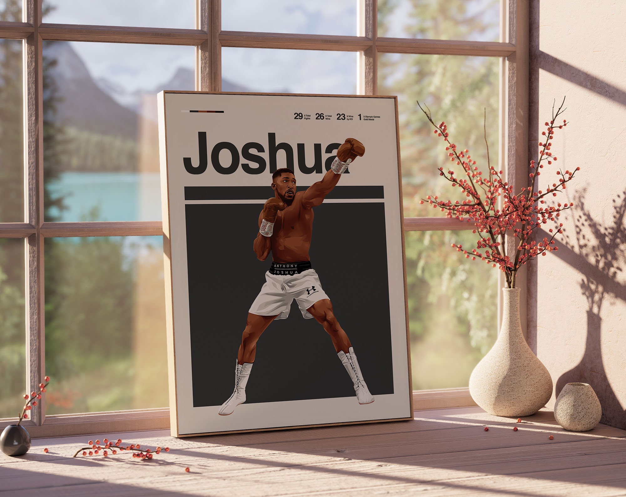 Anthony Joshua Poster, Boxing Poster, Modern Boxing Print, Minimalist ...