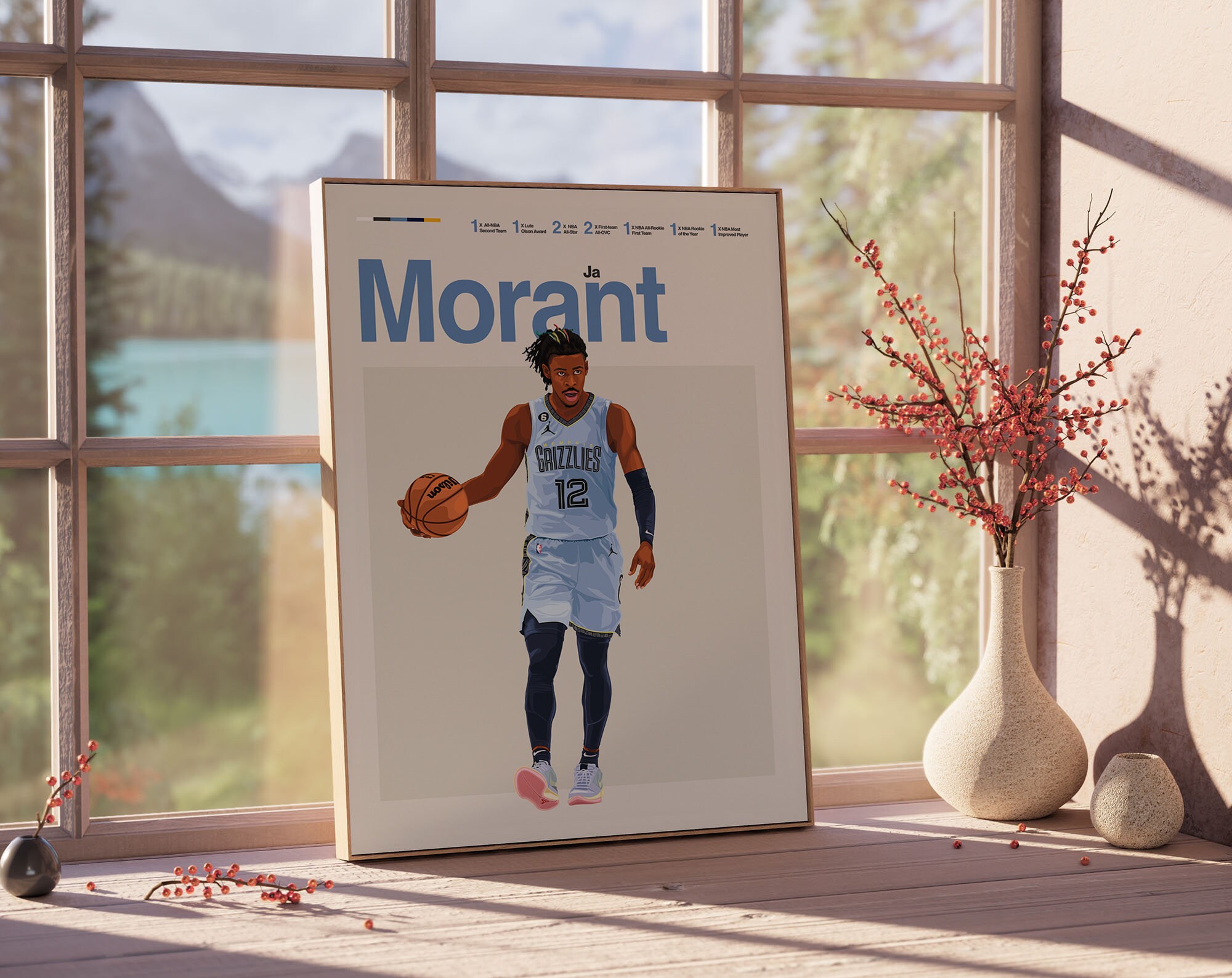 Ja Morant Poster, Basketball Poster, NBA Basketball Print, Basketball ...