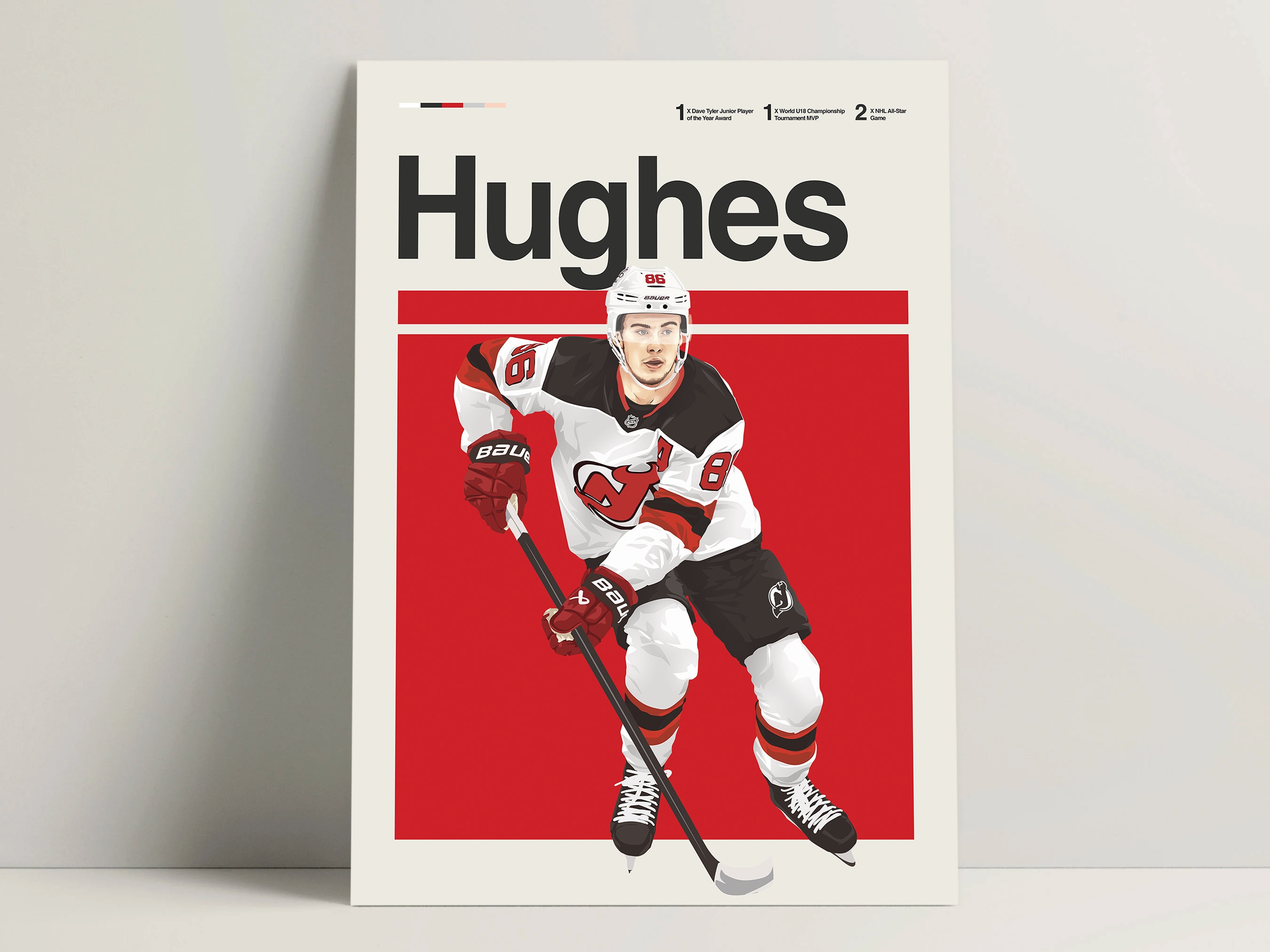 Jack Hughes Poster, Hockey Poster, Modern Hockey Print, Minimalist NHL ...