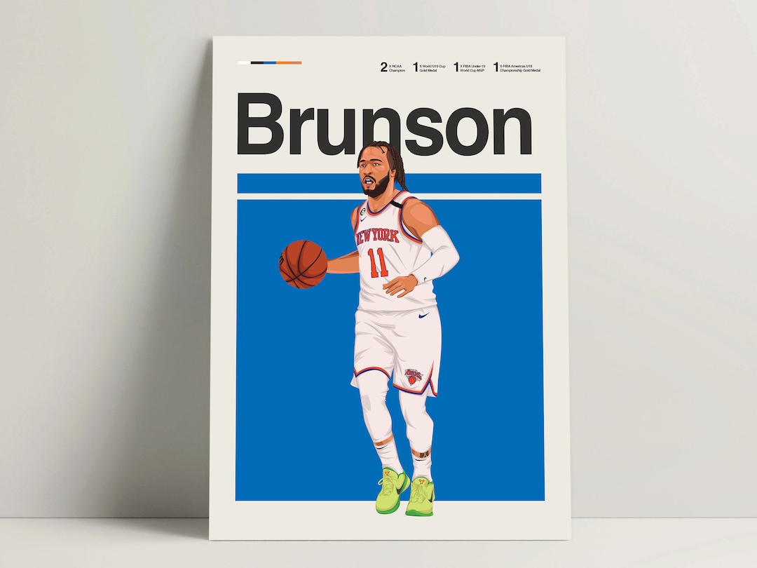 Jalen Brunson Poster, Basketball Poster, NBA Basketball Print ...