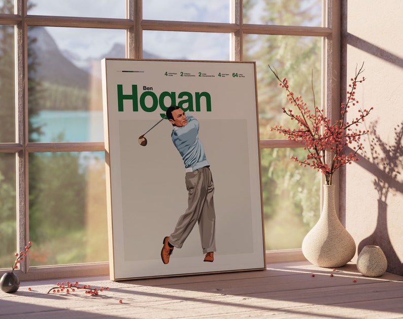 Ben Hogan Poster, Golf Poster, Modern Golf Print, Minimalist Golf Wall ...
