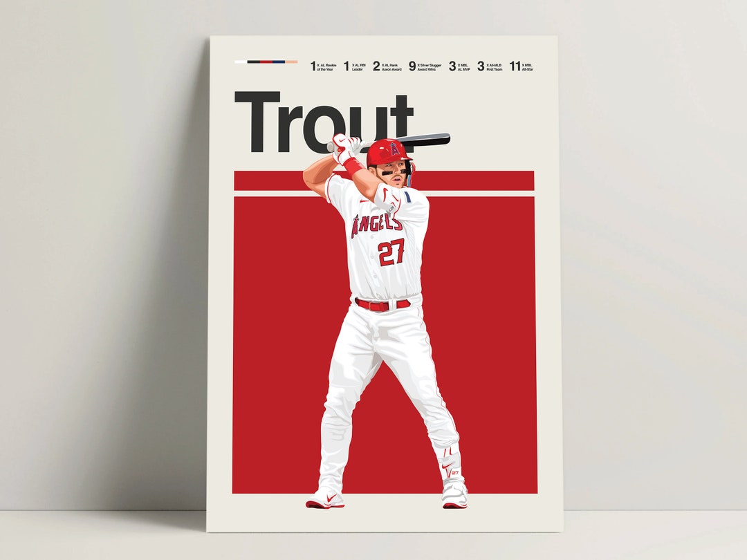 Mike Trout Poster, Baseball Poster, MBL Baseball Print, Baseball Wall ...