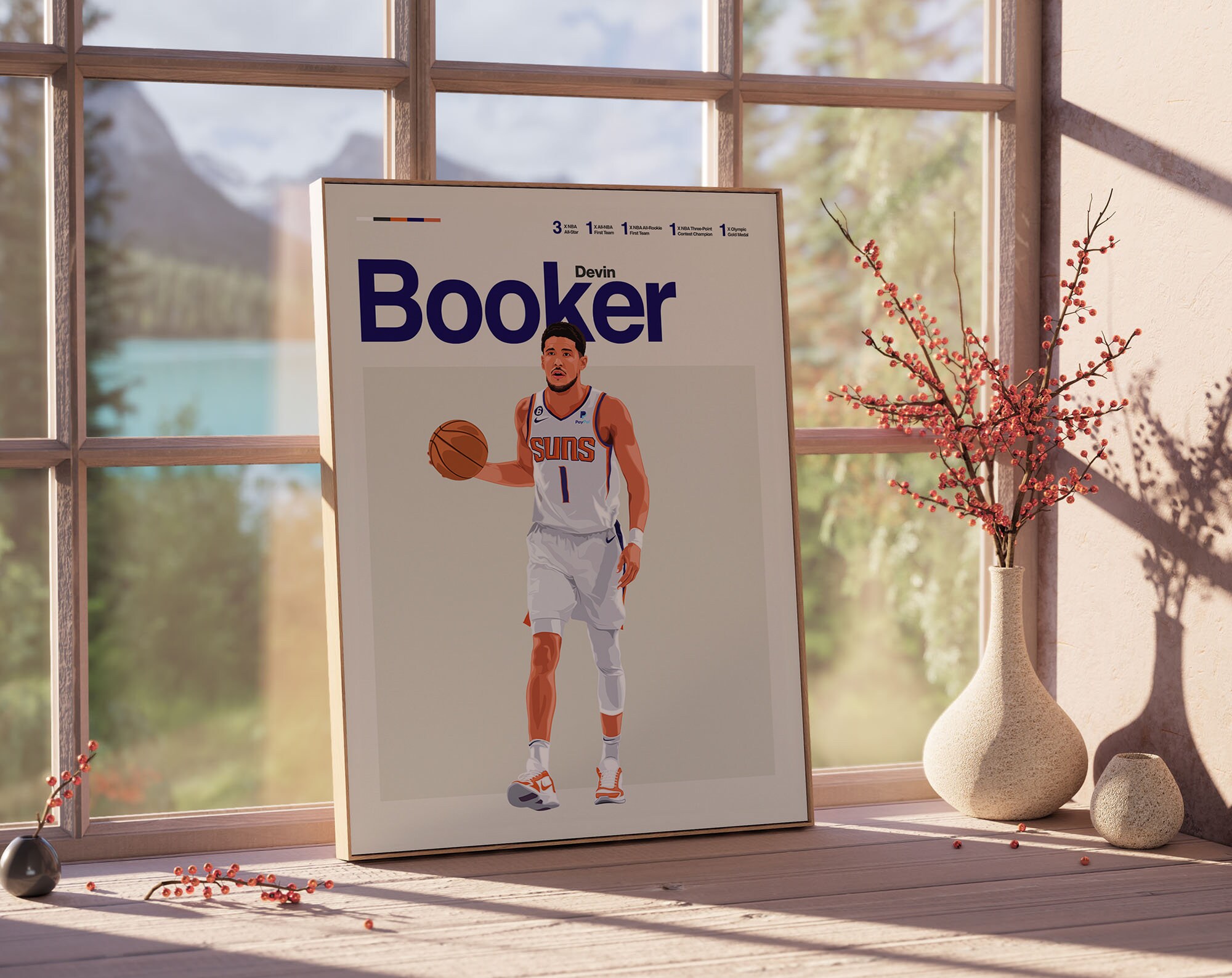 Devin Booker Poster, Basketball Poster, NBA Basketball Print ...